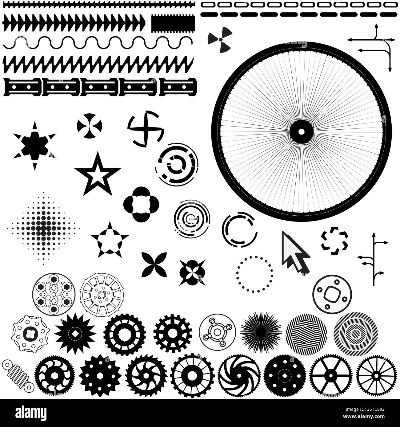 Set of elements for design - gears, wheels Stock Photo - Alamy