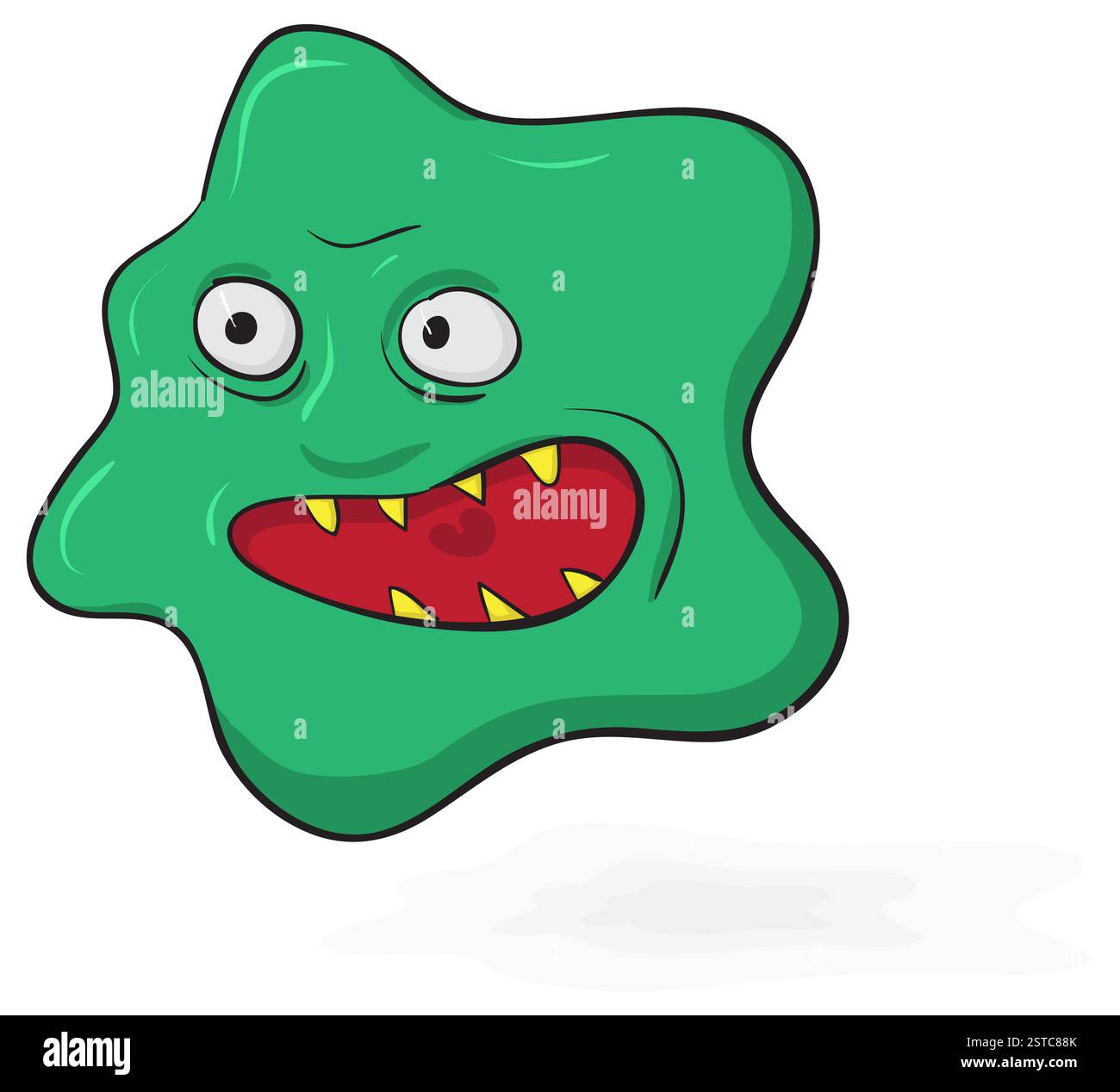 Evil scary green microbe - funny illustration Stock Photo - Alamy