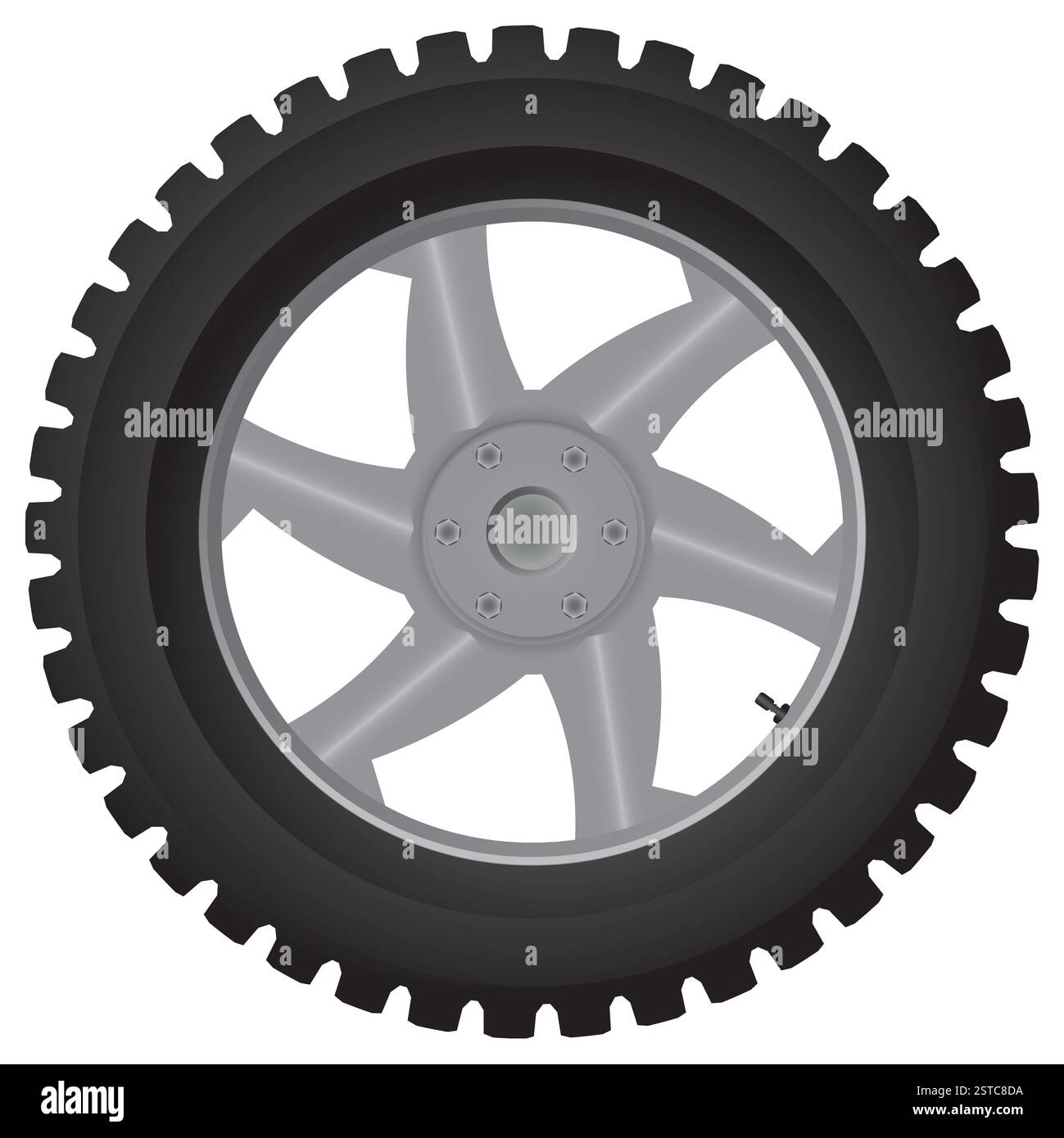 Normal car wheel on a white background - illustration Stock Photo - Alamy