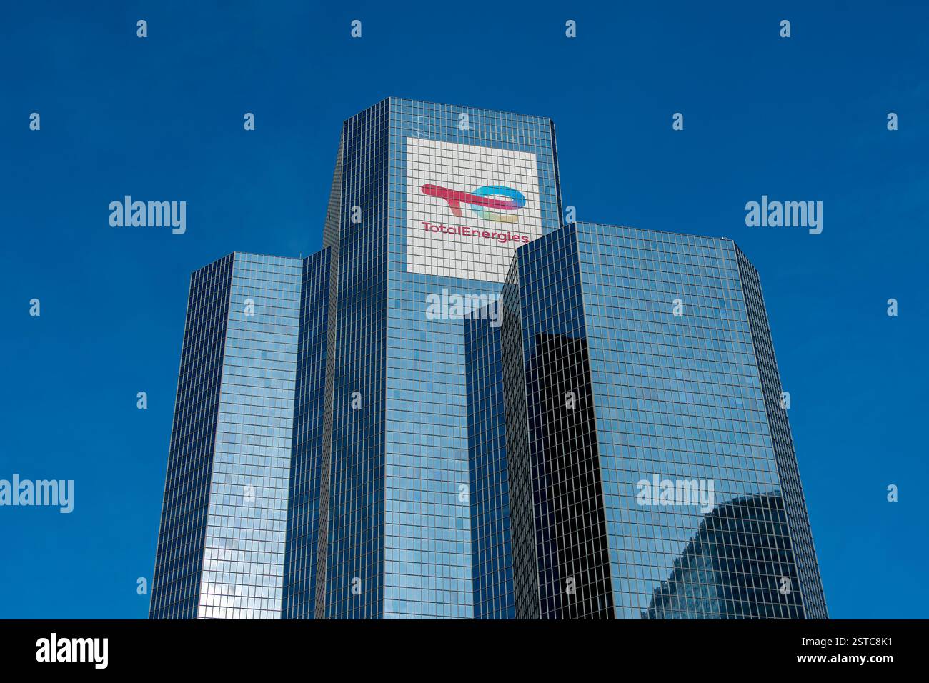 Distant view of the tower housing the headquarters of French oil ...