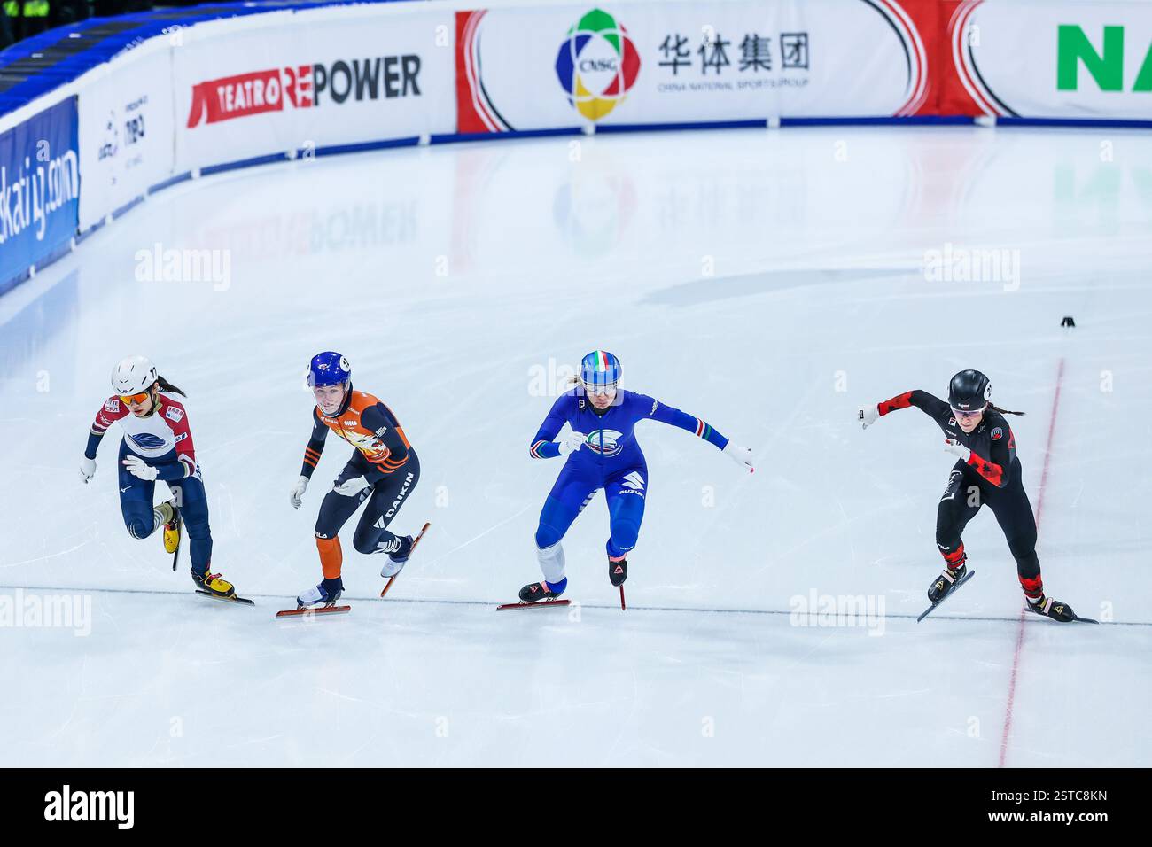 Milan, Italy. 17th Feb, 2025. (2R) Chiara Betti of Italy seen in action during Day Three ISU ...