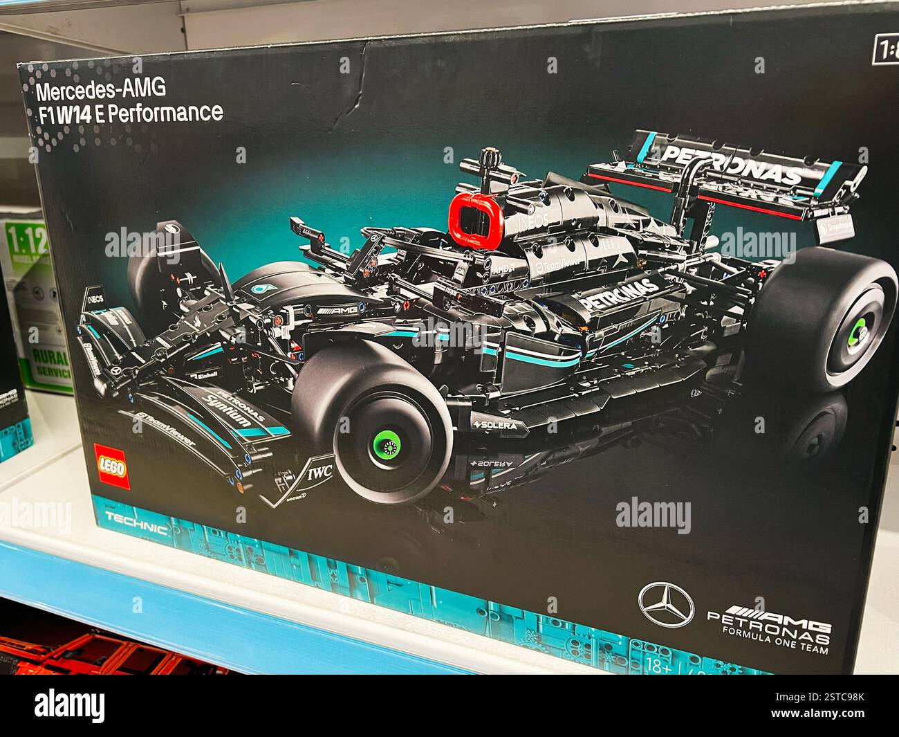 Lviv, Ukraine - February 16, 2025: Detailed Lego model of Mercedes F1 ...