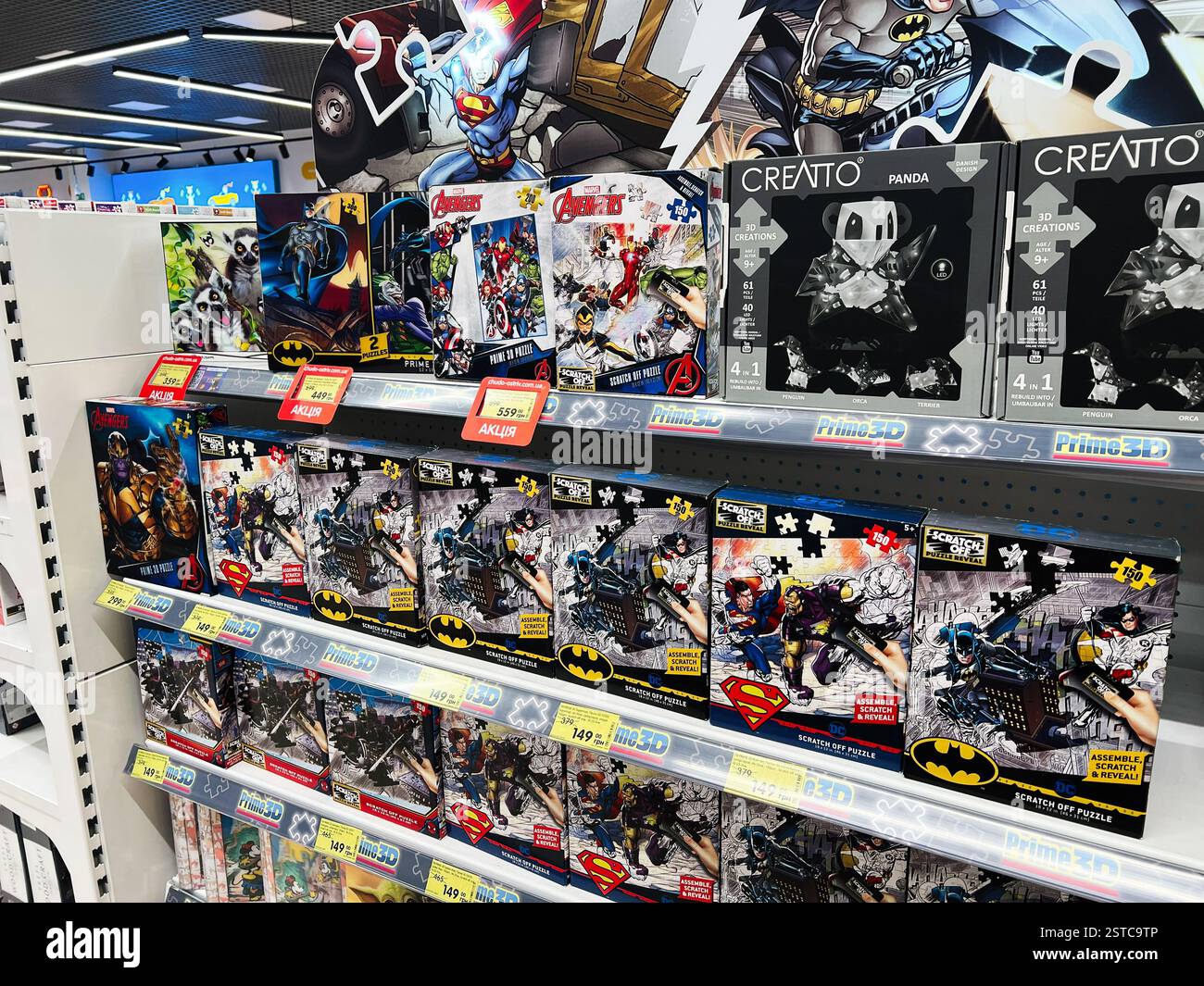 Lviv, Ukraine - February 16, 2025: Store shelves arranged with ...