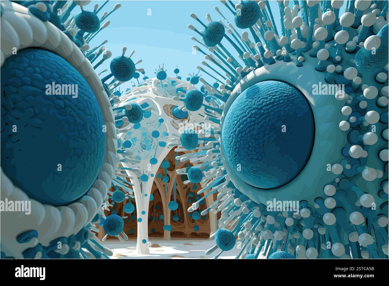 Abstract Blue and White 3D Art – Organic Shaped Glass Spheres Stock ...