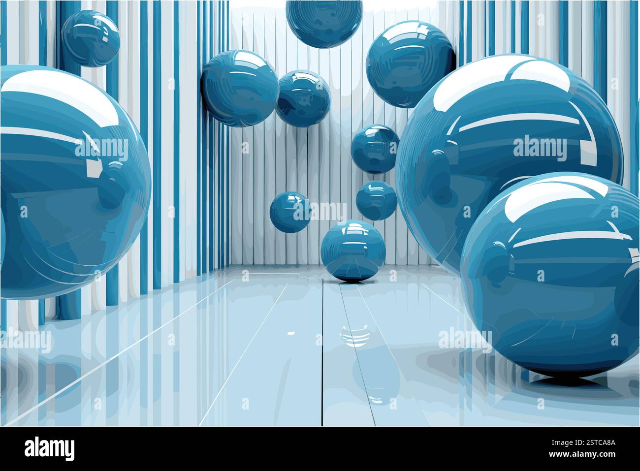 Abstract Blue and White 3D Art – Organic Shaped Glass Spheres Stock ...