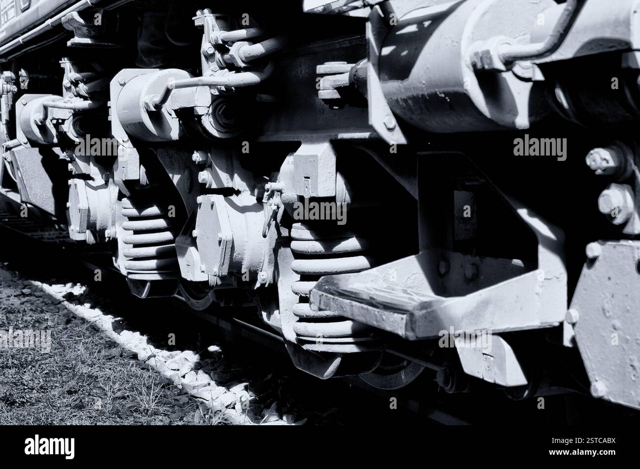 The diesel locomotive wheels up close black and white hi-res stock ...