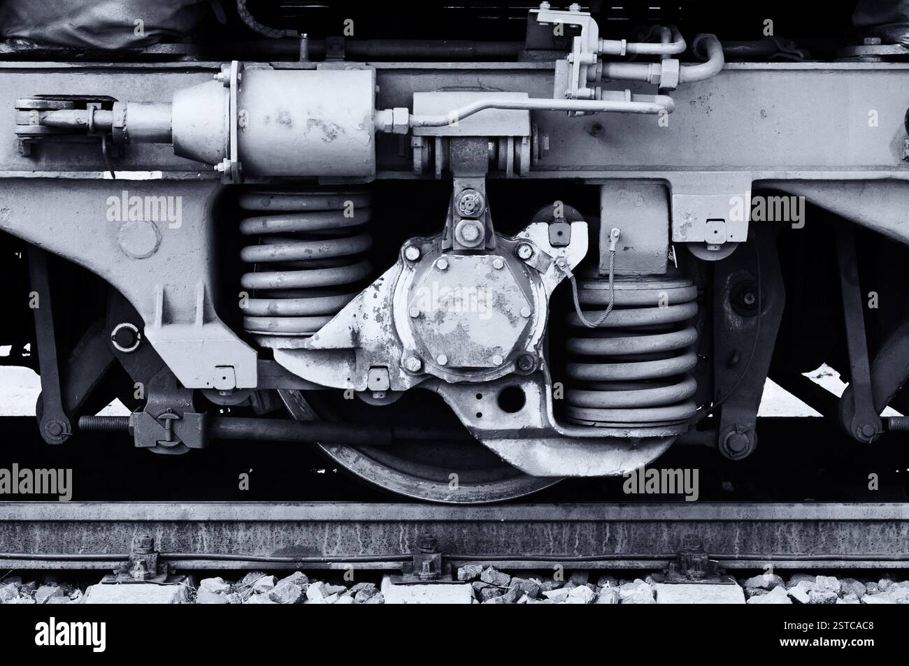 The diesel locomotive wheels up close black and white hi-res stock ...