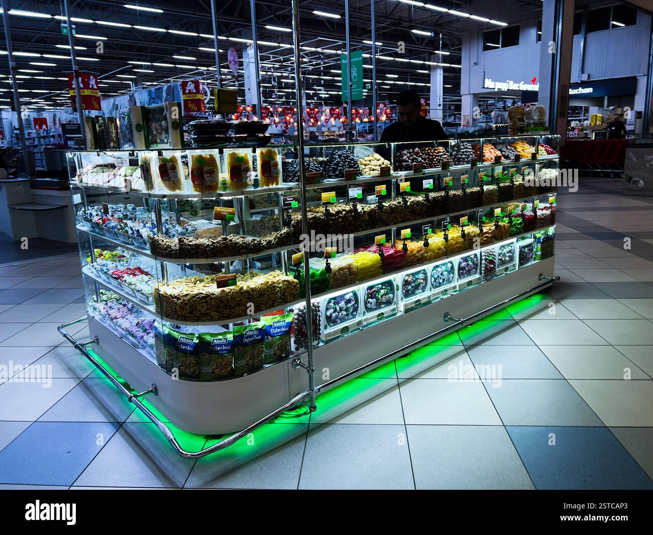 Lviv, Ukraine - February 16, 2025: A brightly lit azerbaijan snack ...