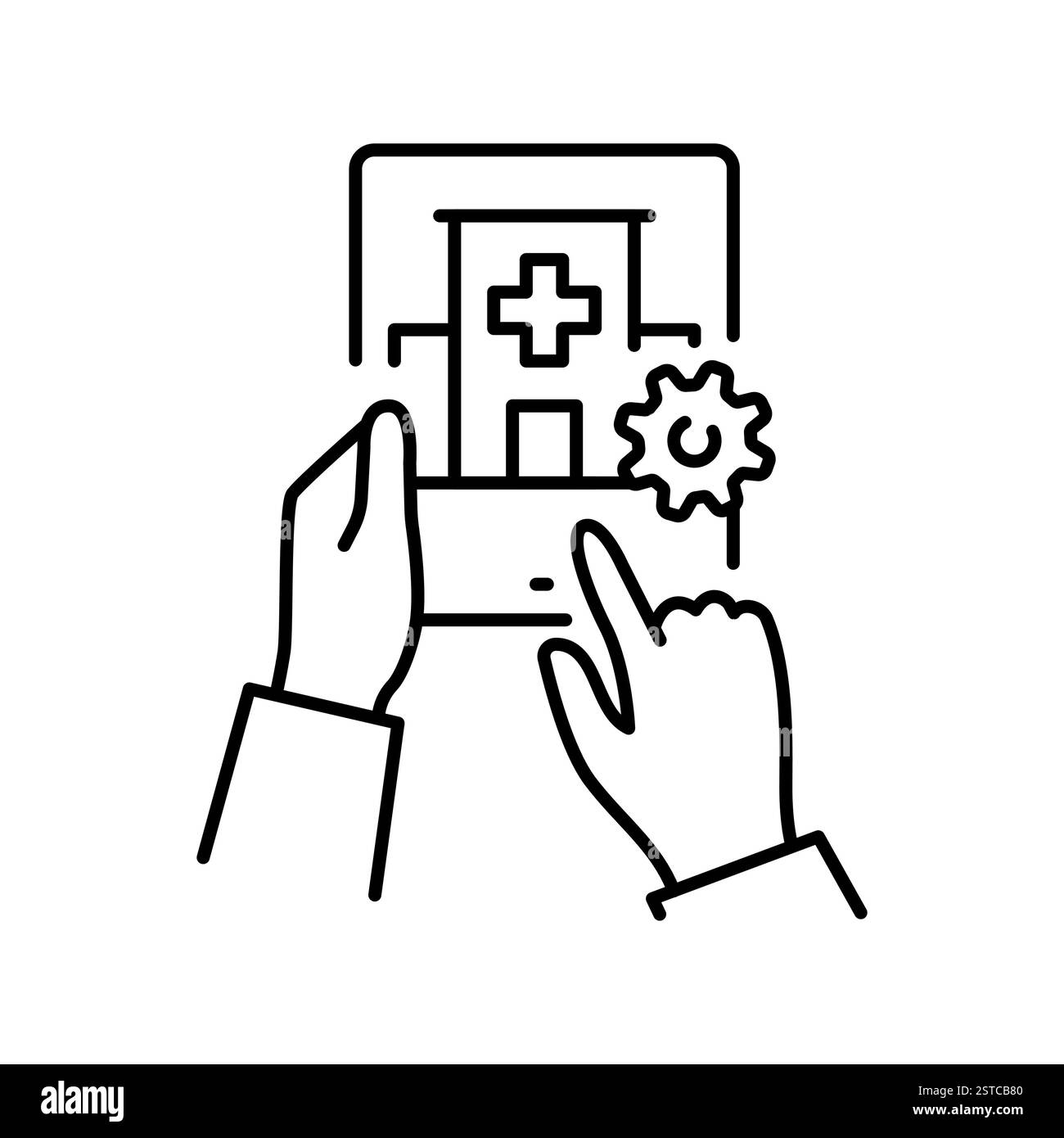 hospital management system line icon. Vector isolated element. Editable ...