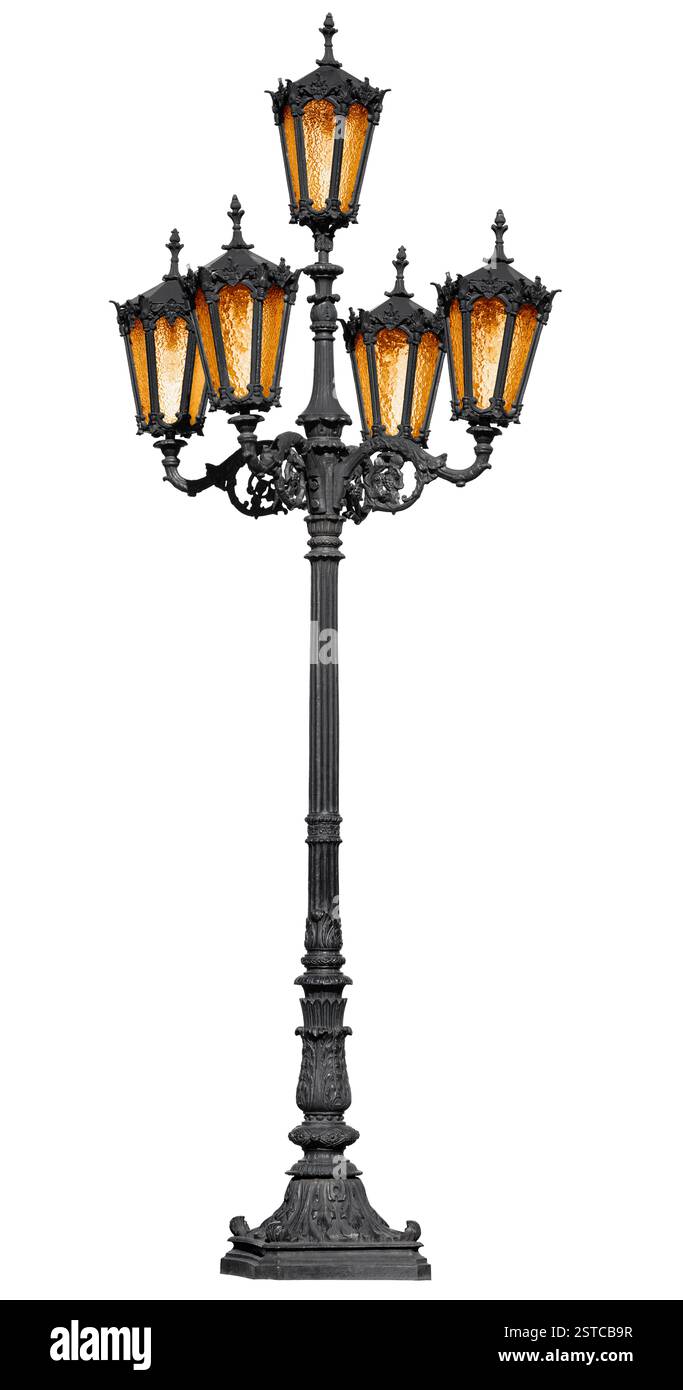Antique cast iron lamp post isolated on white background Stock Photo ...