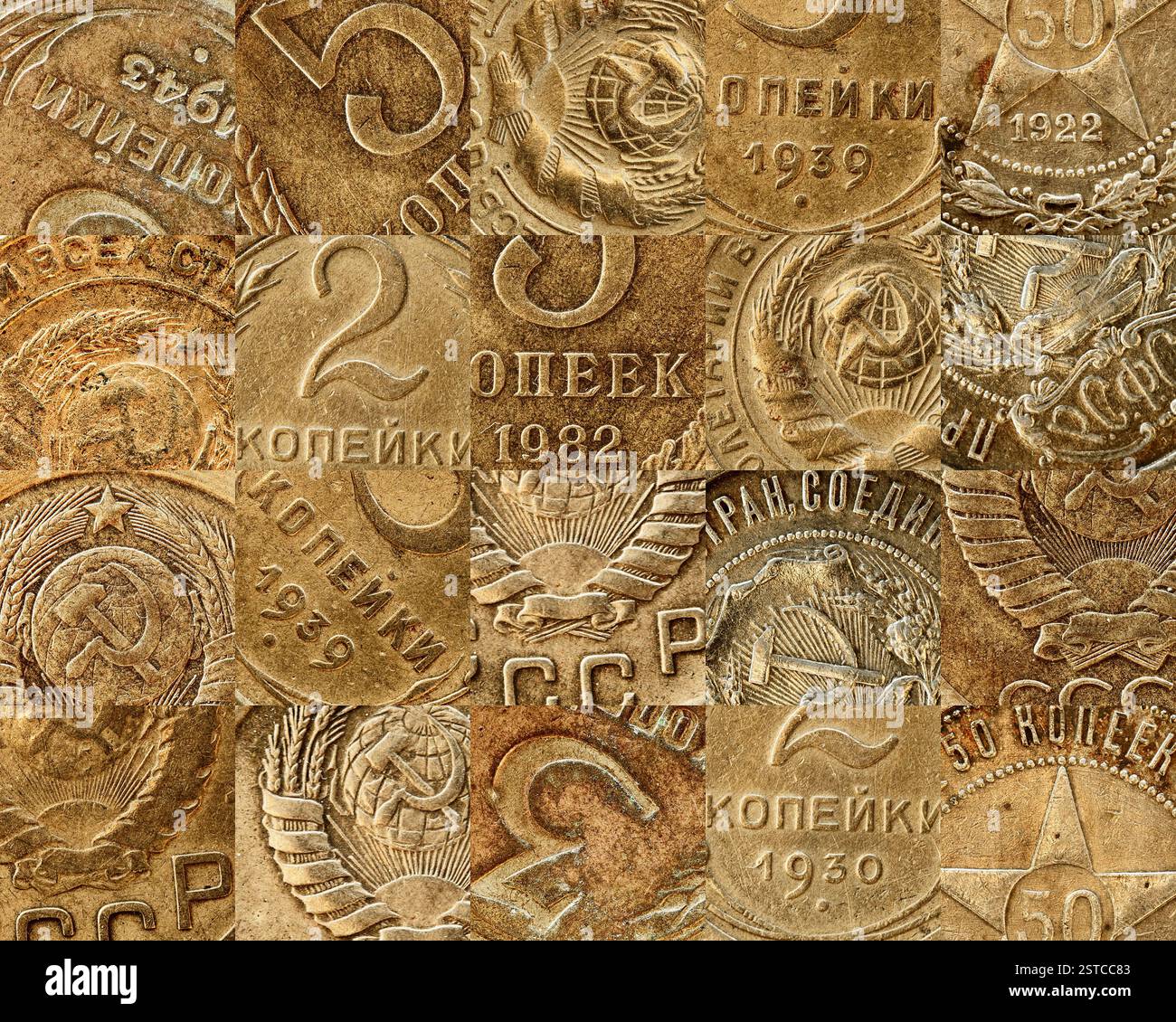 Old Soviet coins collage Stock Photo - Alamy