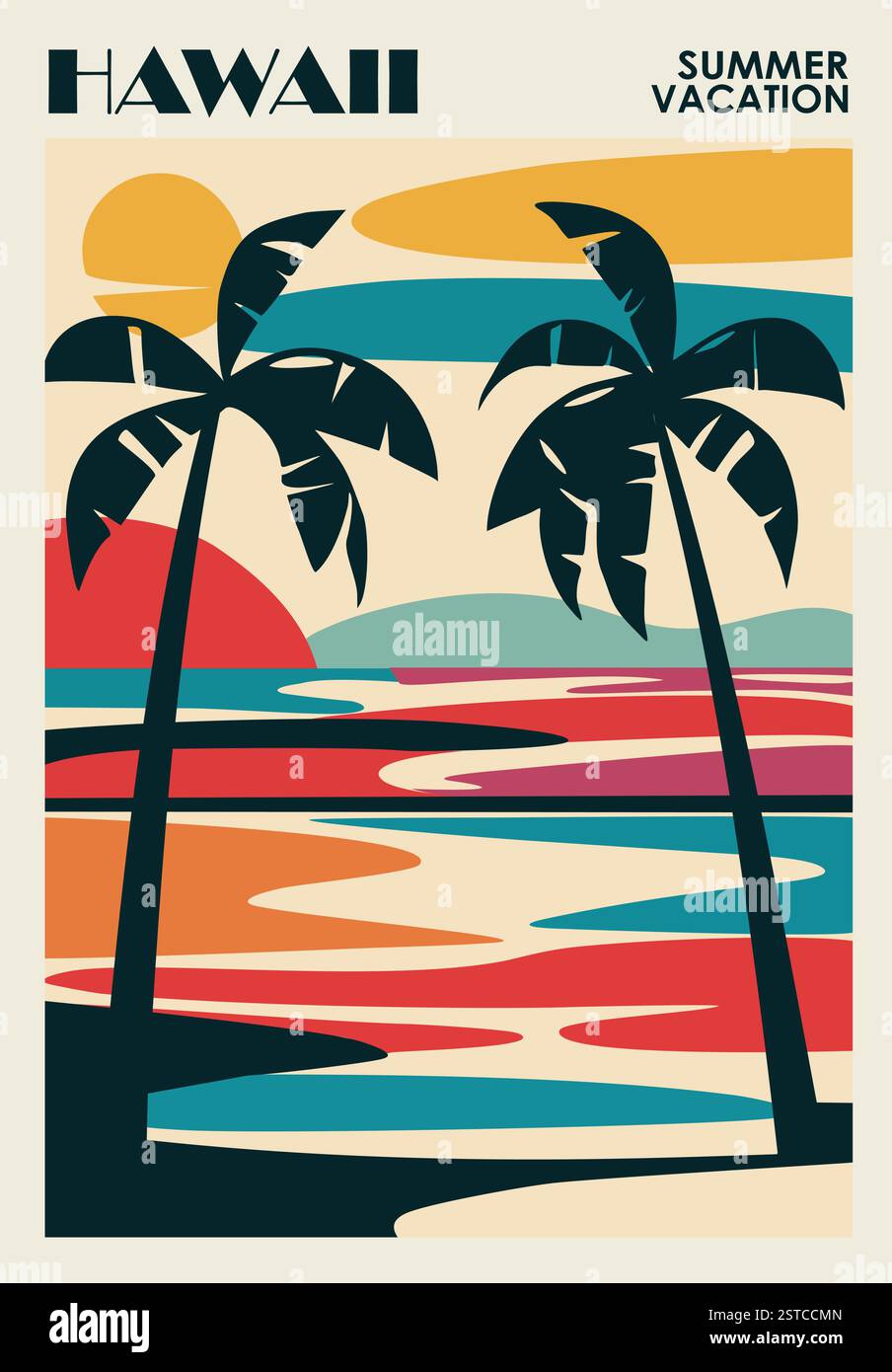 Hawaii travel destination poster in retro style Stock Vector Image ...