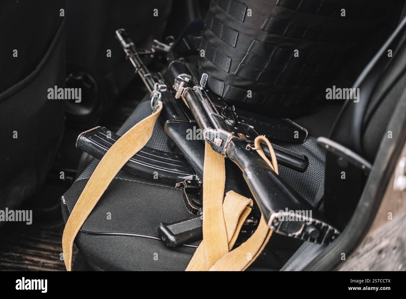 Arms trafficking. different rifles. clandestine sale of weapons. illegal purchase of weapons ...