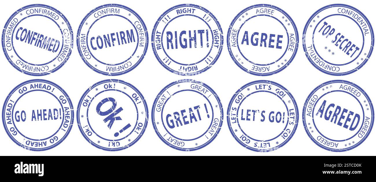 Set of round business stamps Stock Photo - Alamy