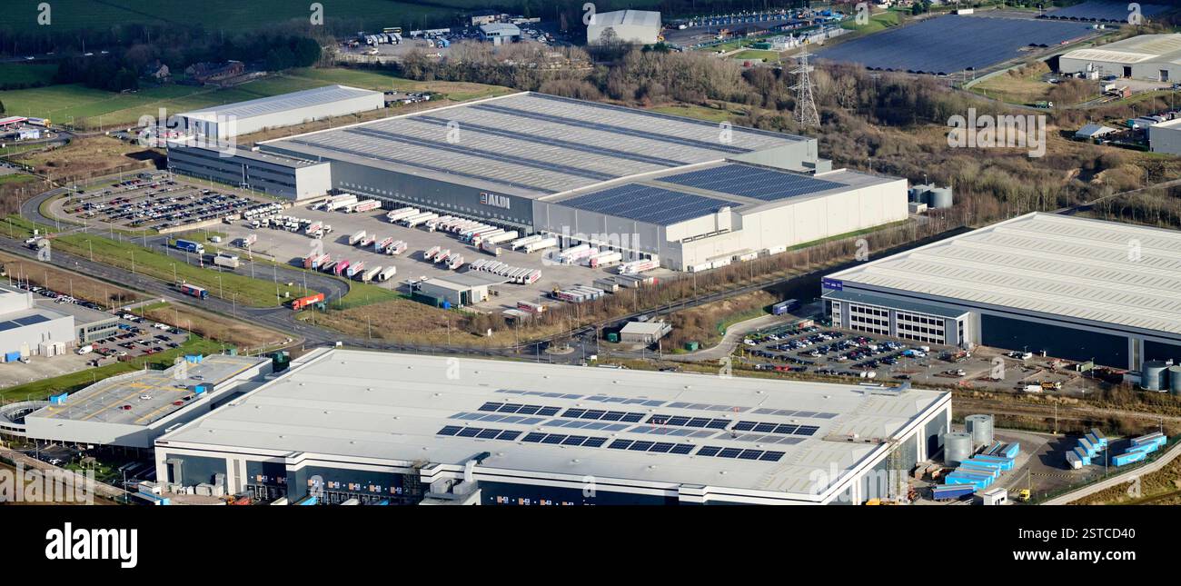 A Drone shot of an Aldi retail Distribution unit at West Houghton ...