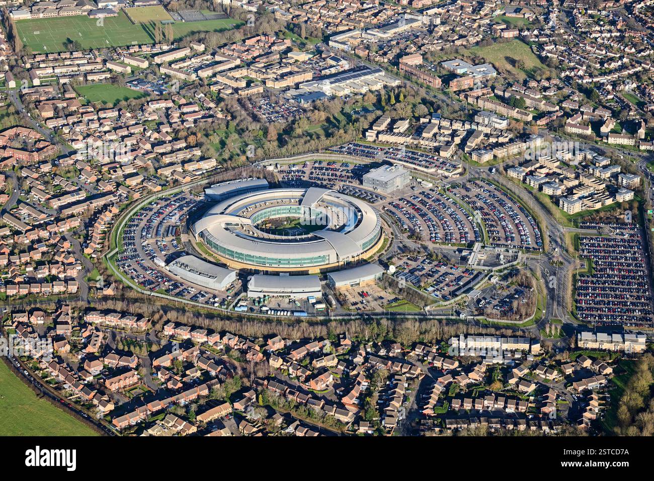 GCHQ Cheltenham from the air, Gloucestershire, UK Stock Photo - Alamy