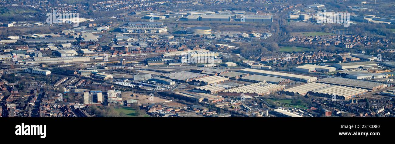 An aerial view of the Alstrom railway building complex at Derby, East ...