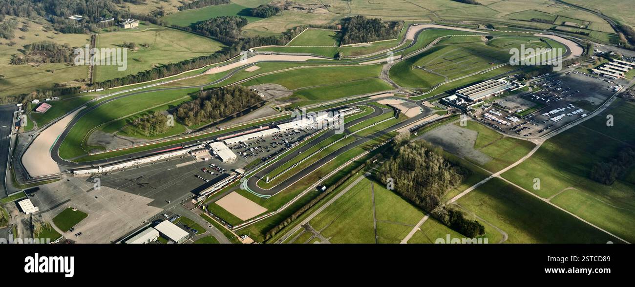 A drone shot off Castle Donnington Race Circuit, East Midlands, England ...