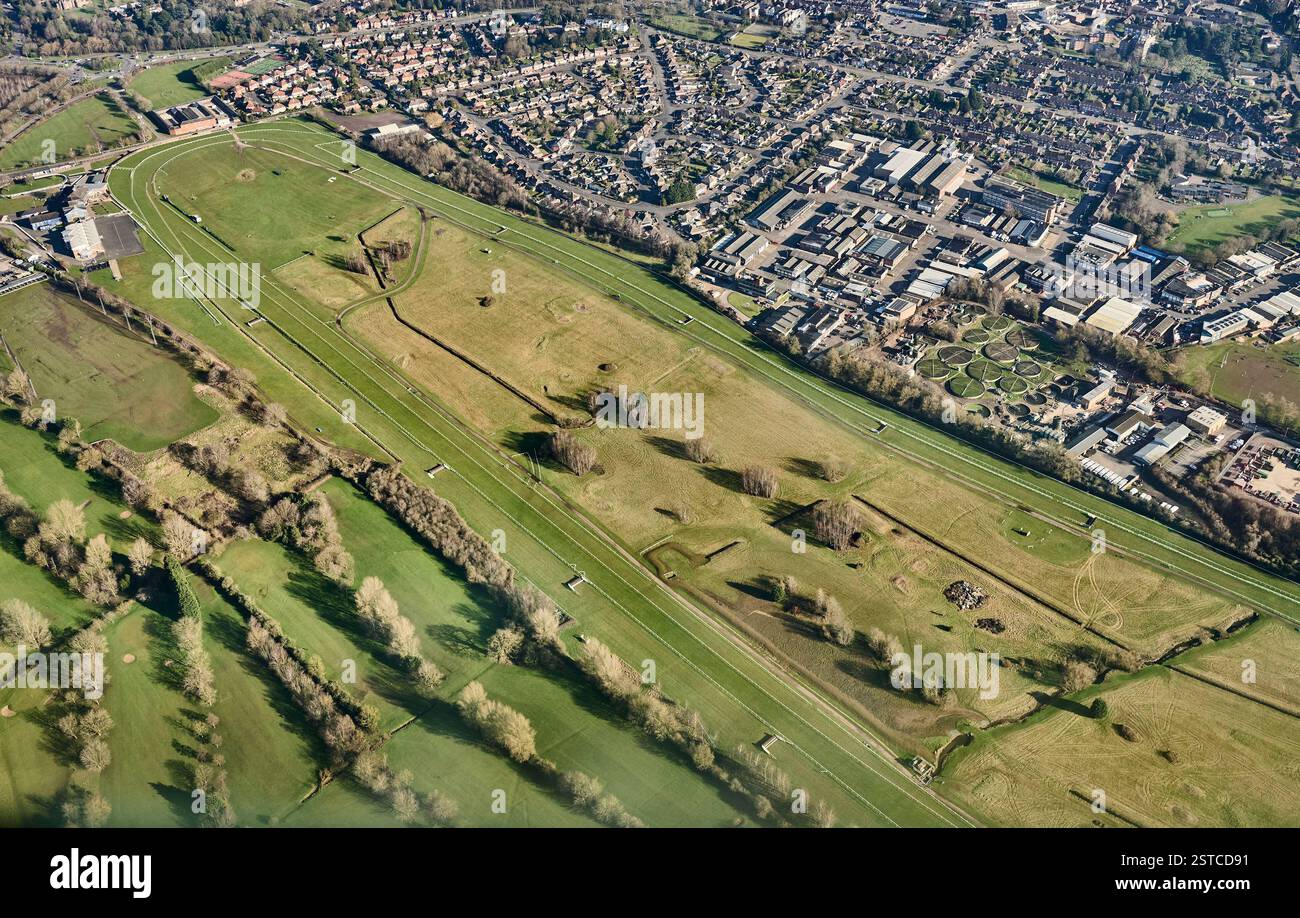 An aerial photograph of Leicester Race Course, East Midlands, England ...