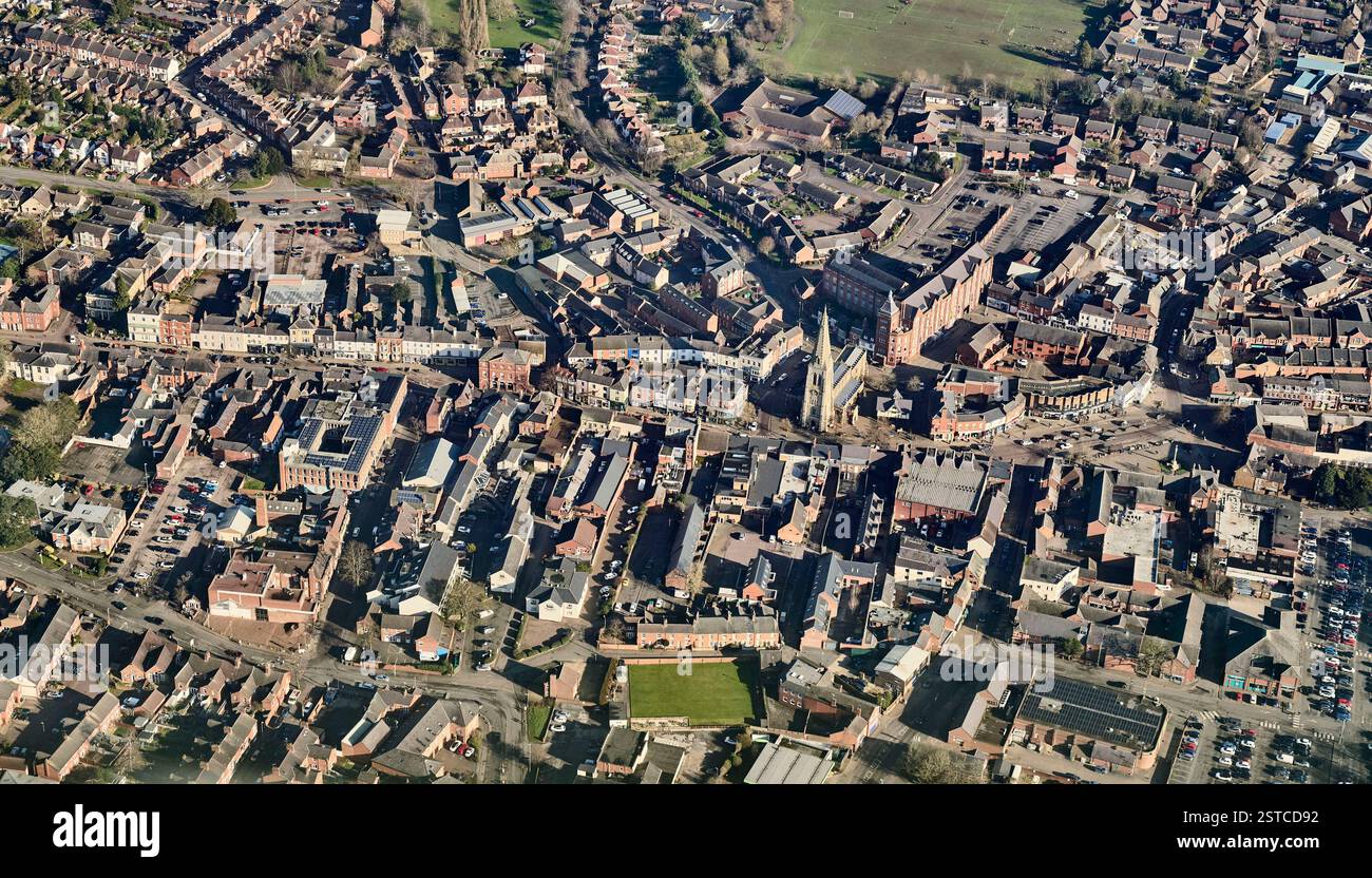 An Aerial view of the Midlands Market town of Market Harborough ...