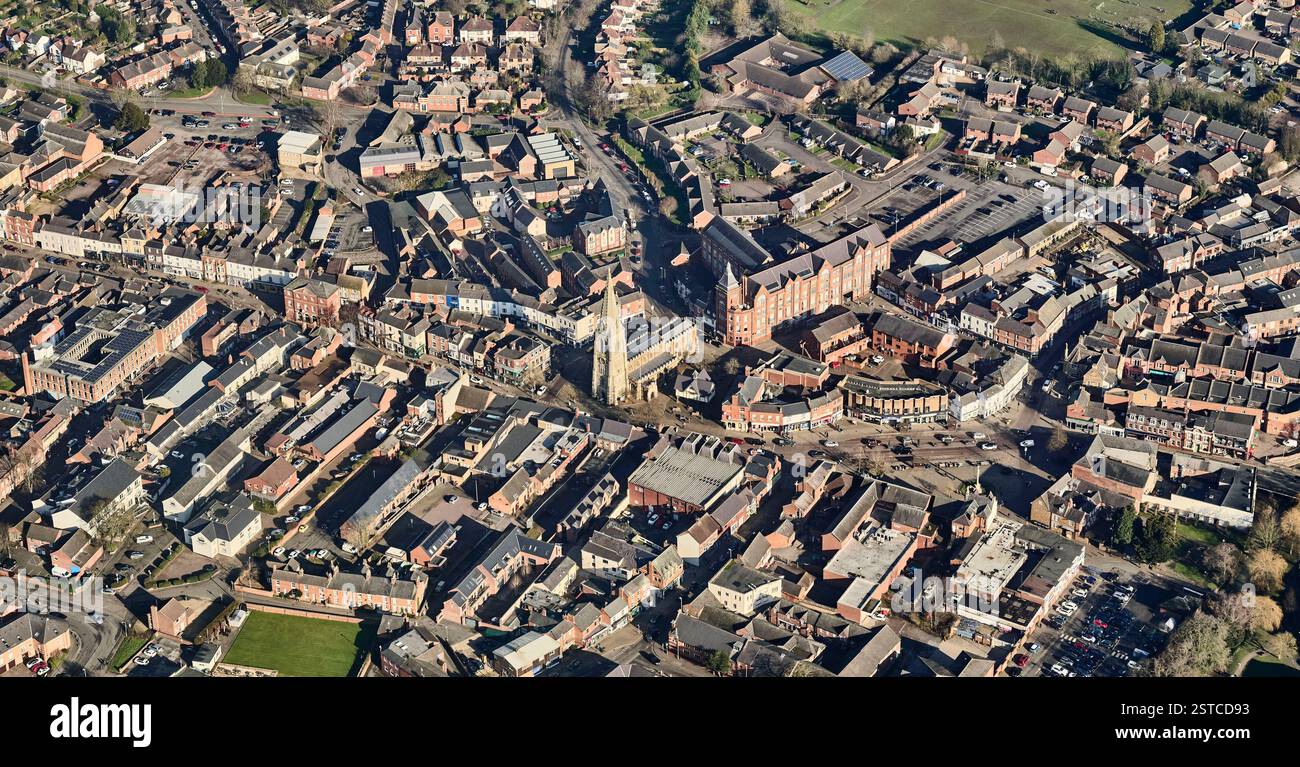 An Aerial view of the Midlands Market town of Market Harborough ...