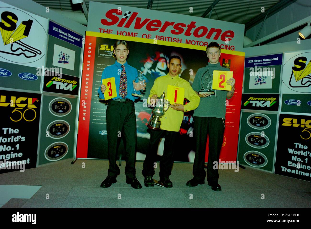 Lewis Hamilton seen here in early 1998 picking up his trophy for his ...