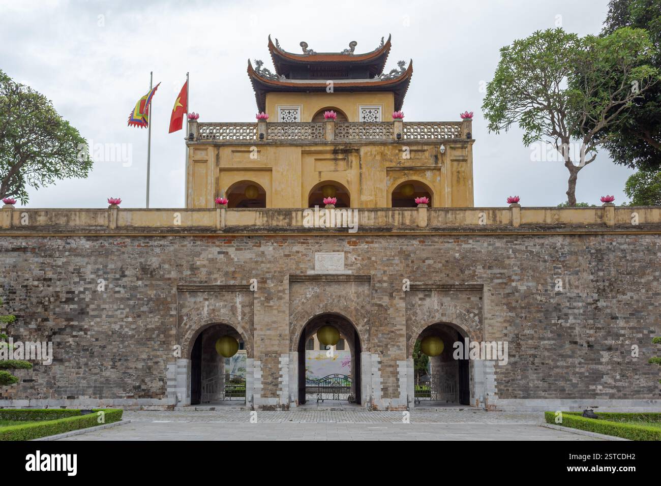 Yellow brick traditional Vietnamese architecture entrance gate design ...