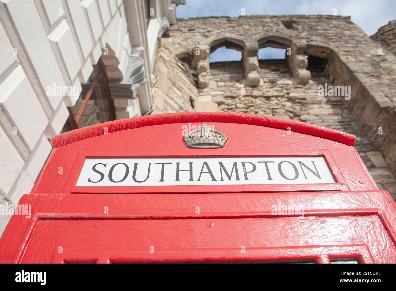 Southampton England UK February 2025. The Iconic K6 red telephone box ...