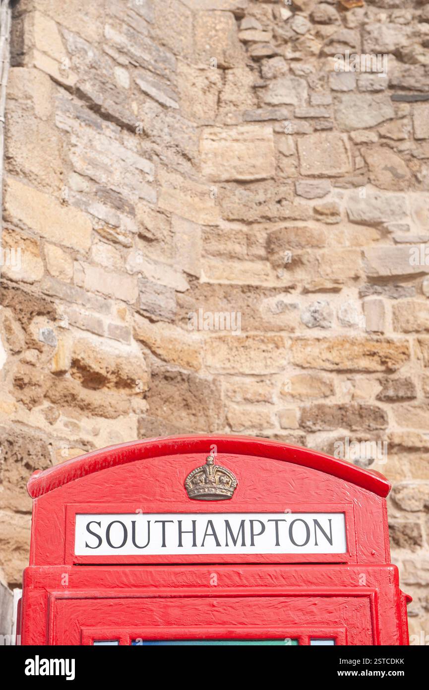 Southampton England UK February 2025. The Iconic K6 red telephone box ...