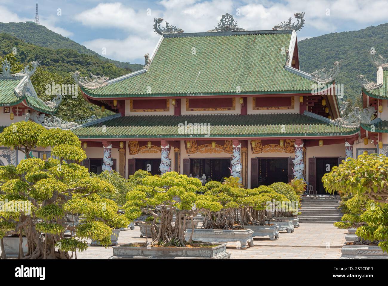 Traditional colorful building architecture design structure and garden ...