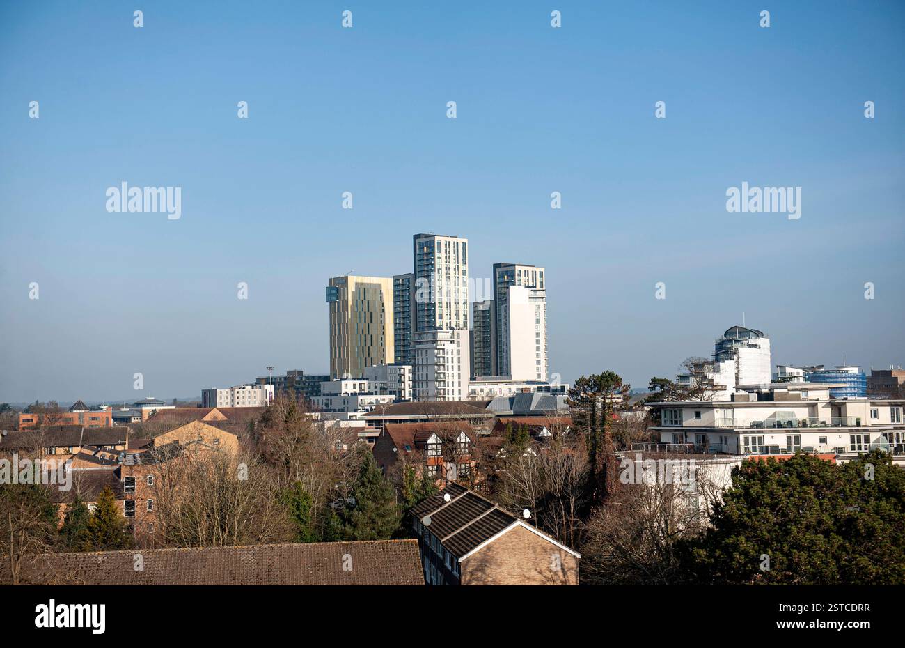 Woking England United Kingdom UK February 2025 Elevated view across the ...