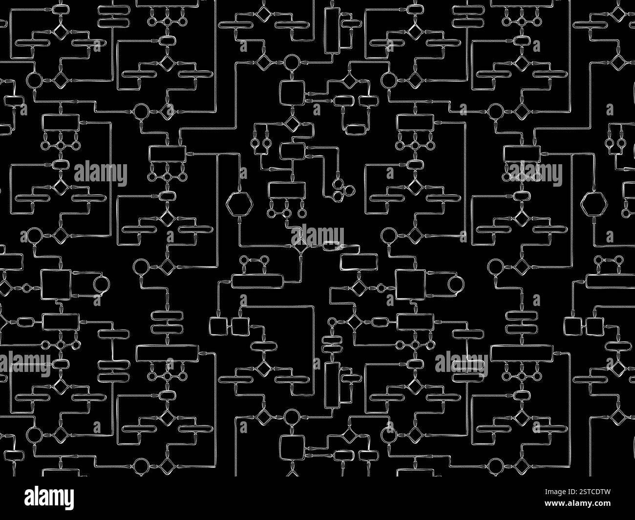 Engineering drawing on the blackboard - the scheme of technological ...