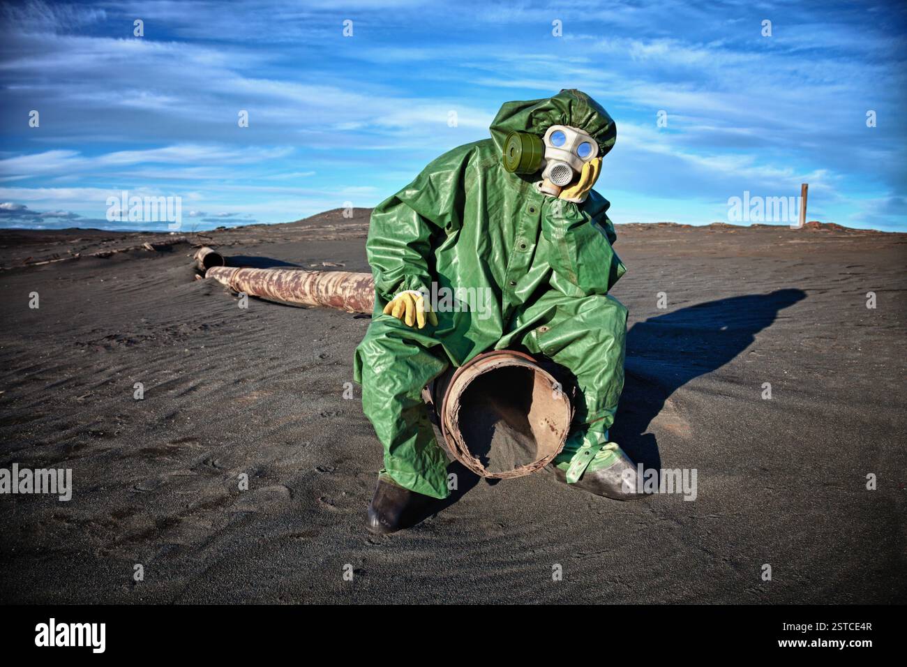 Man in the area of â€‹â€‹environmental disaster Stock Photo - Alamy