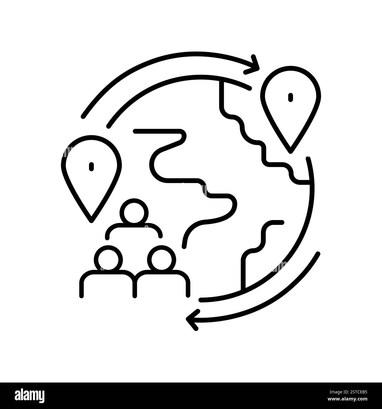 Migration Line Icon Vector Isolated Element Editable Stroke Stock Vector Image And Art Alamy