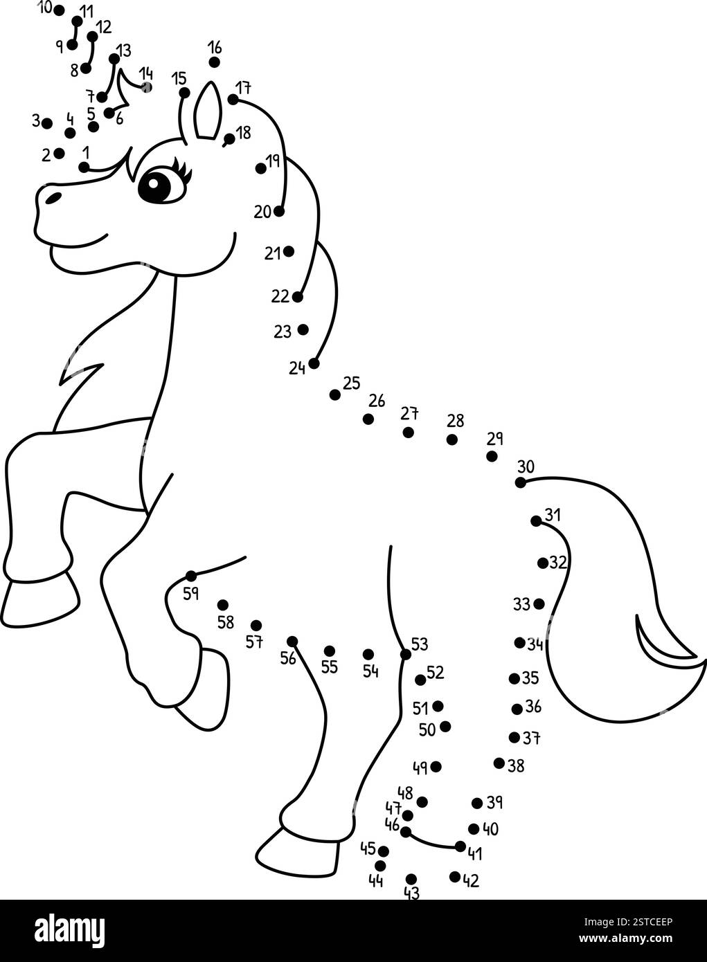 Dot to Dot Unicorn Isolated Coloring Page for Kids Stock Vector Image ...