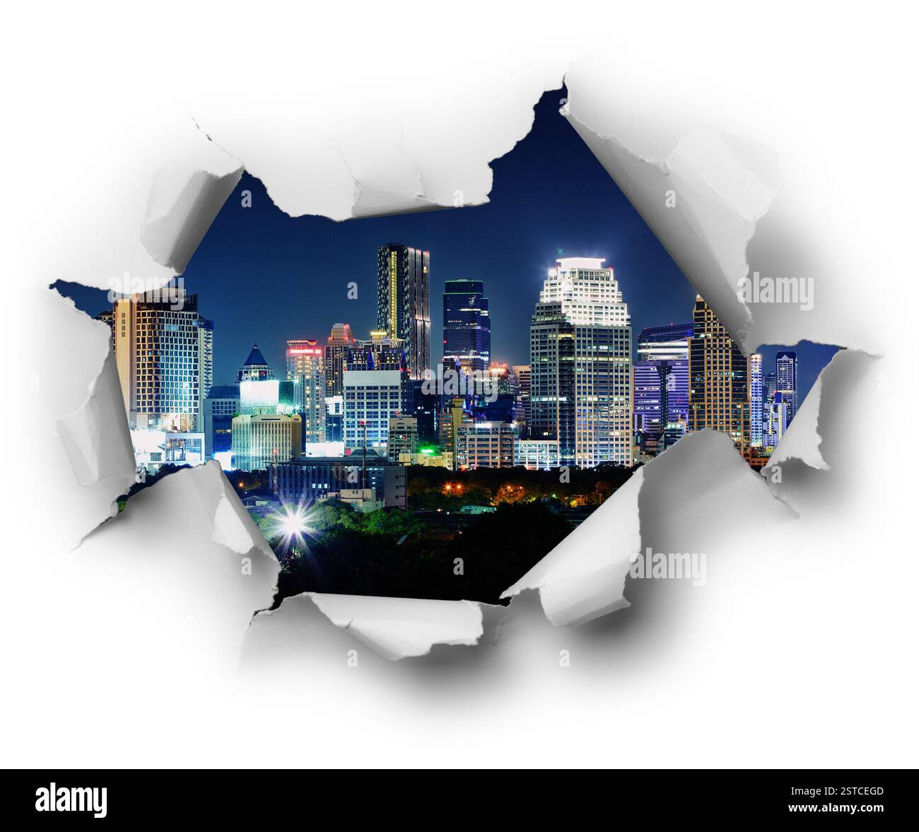 Night in city landscape Cut Out Stock Images & Pictures - Alamy