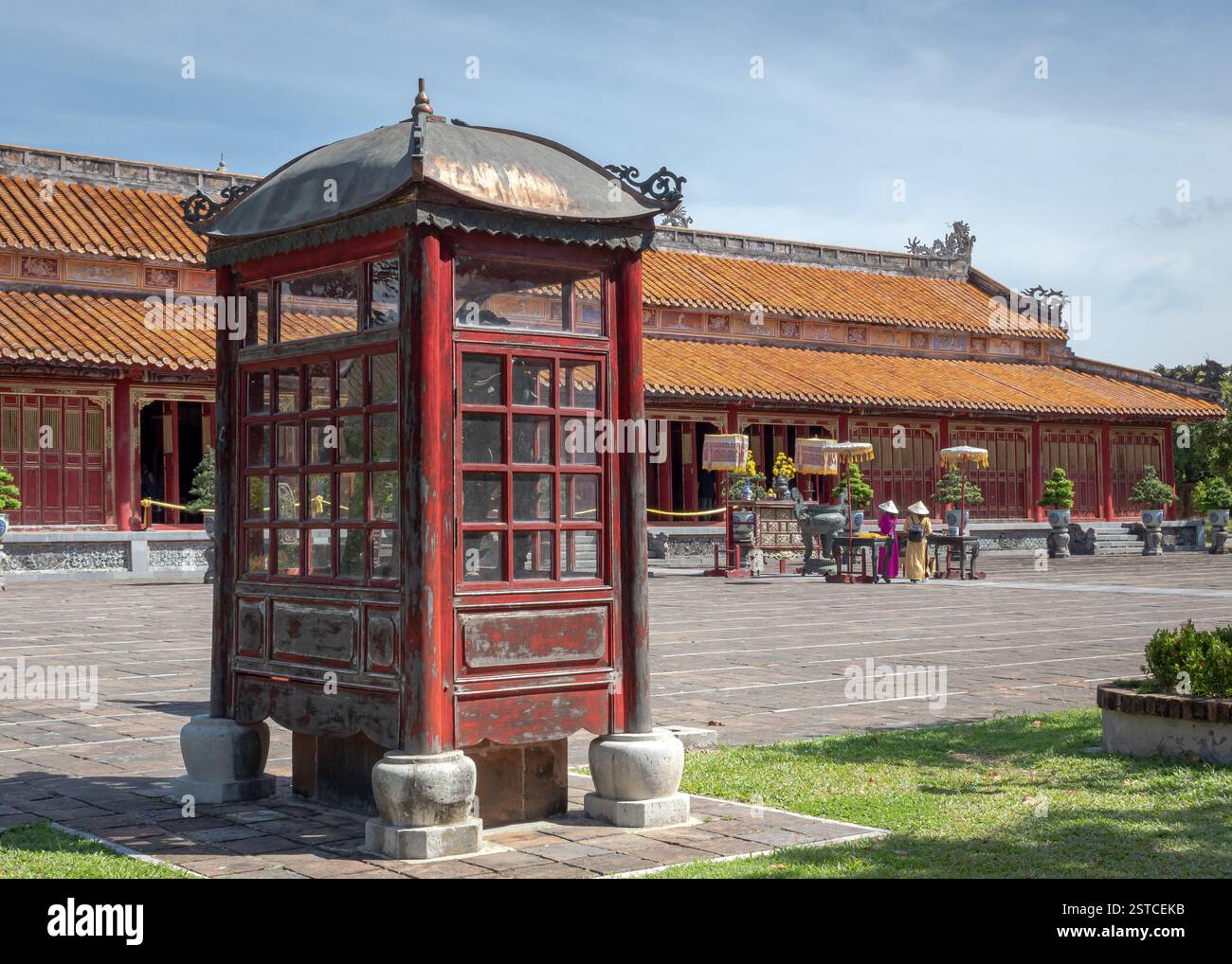 Colorful red booth and temple building traditional architecture of the ...