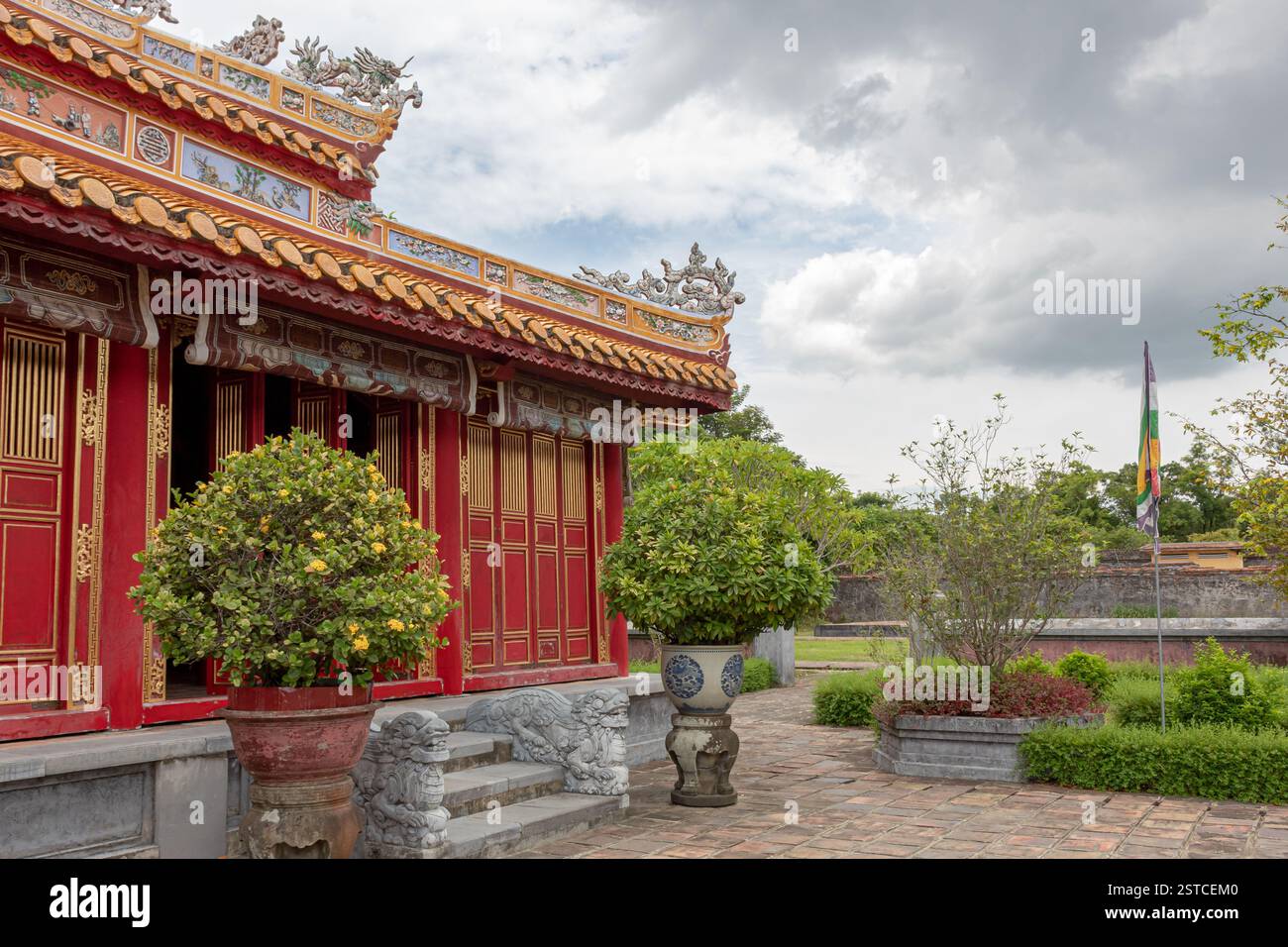 Colorful building traditional architecture of the Hue Historic Citadel ...