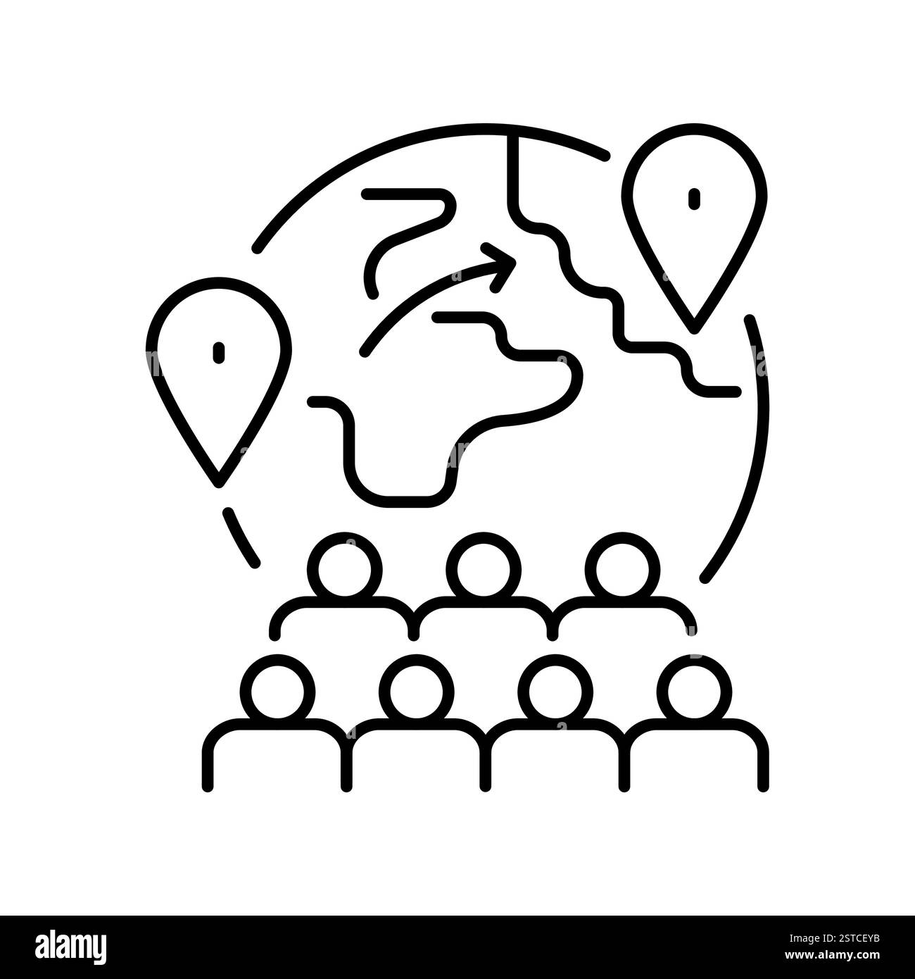 Migration Line Icon Vector Isolated Element Editable Stroke Stock Vector Image And Art Alamy