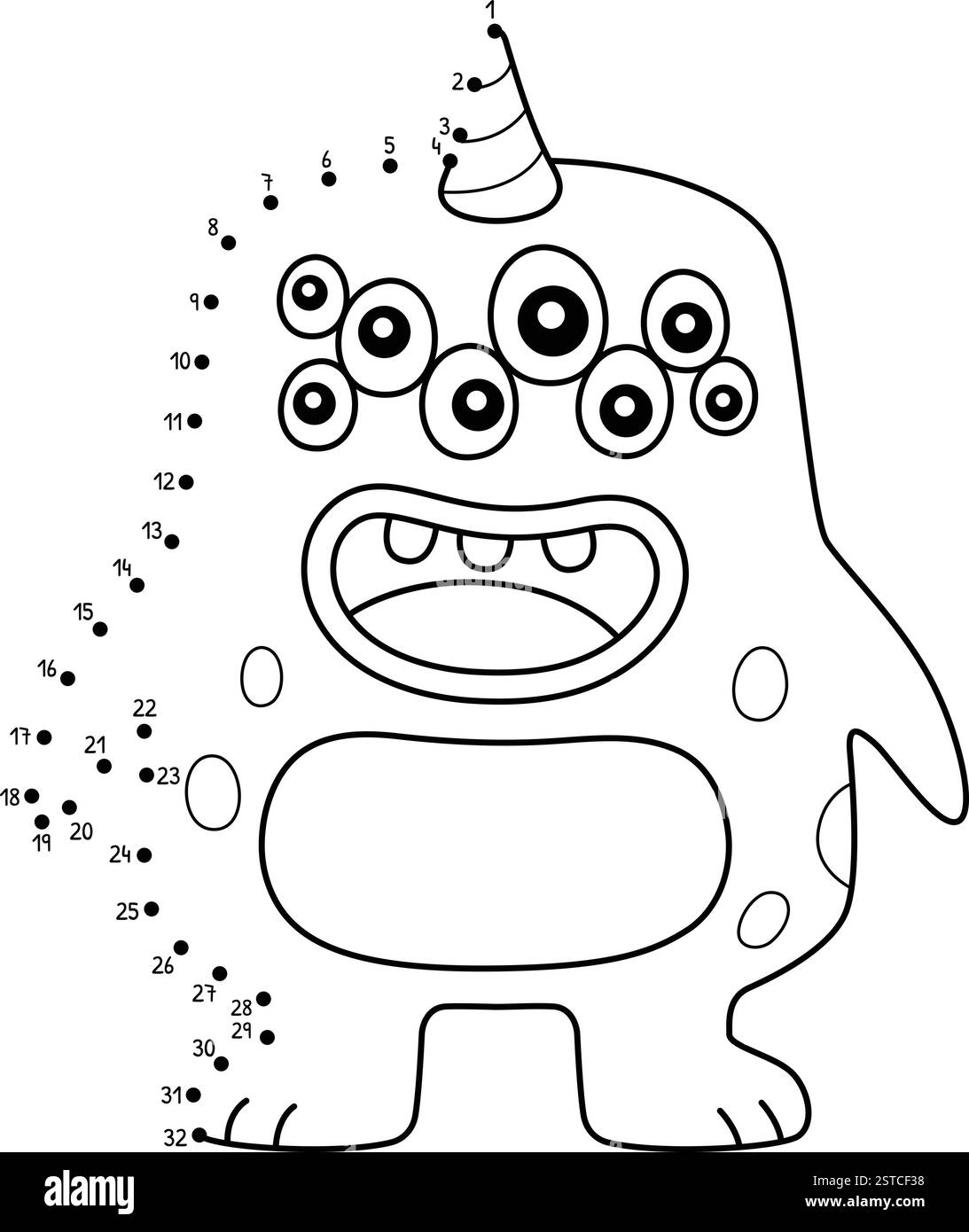 Dot to Dot Monster with Multiple Eyes Isolated Stock Vector Image & Art ...