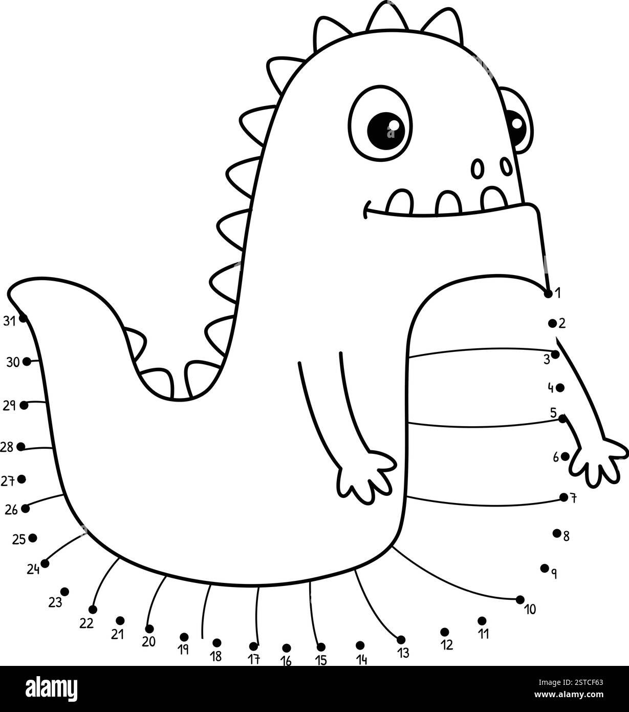 Dot to Dot Monster Crocodile Isolated Coloring Stock Vector Image & Art - Alamy