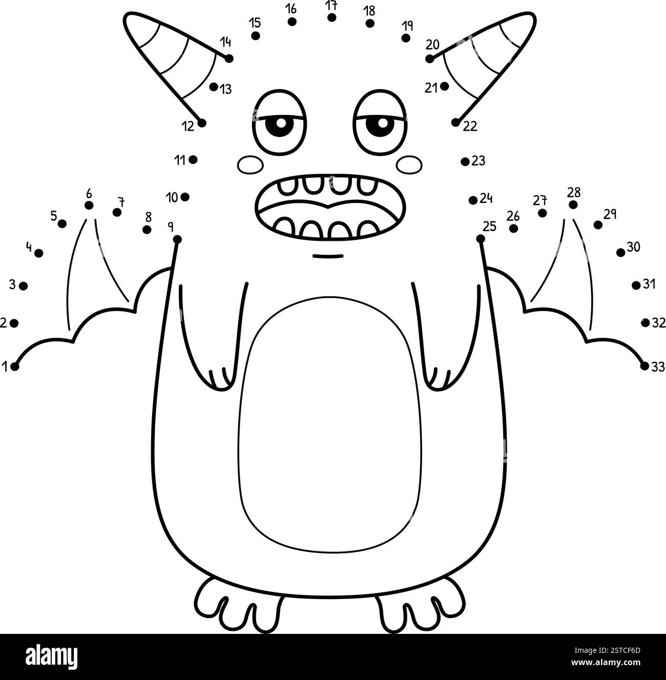 Dot to Dot Monster with Wings Isolated Coloring Stock Vector Image & Art - Alamy