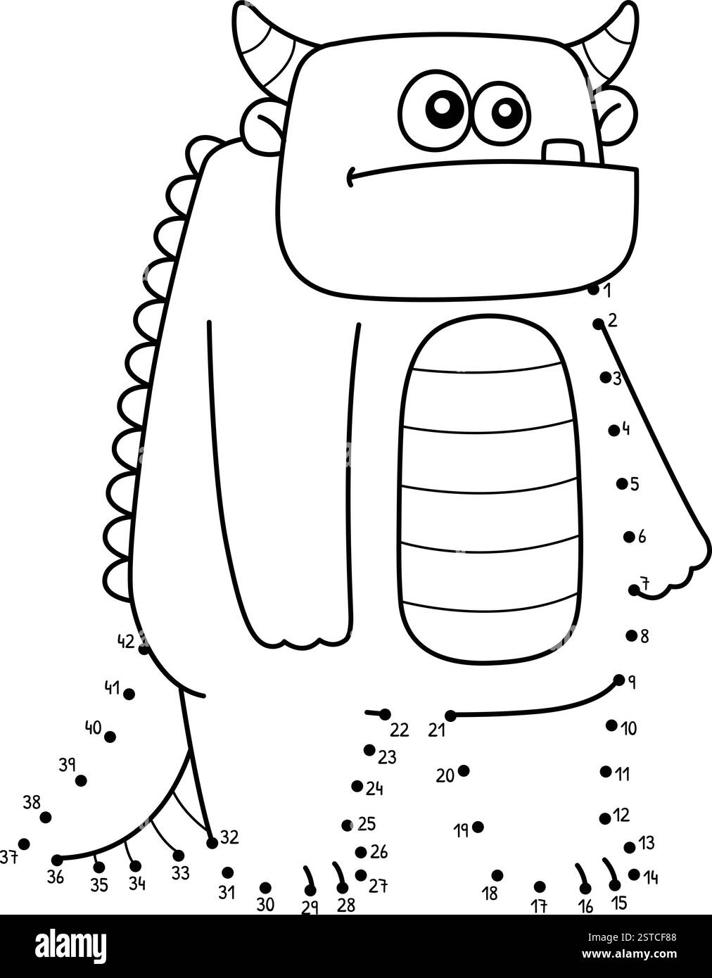 Dot to Dot Creepy Monster Isolated Coloring Page Stock Vector Image ...