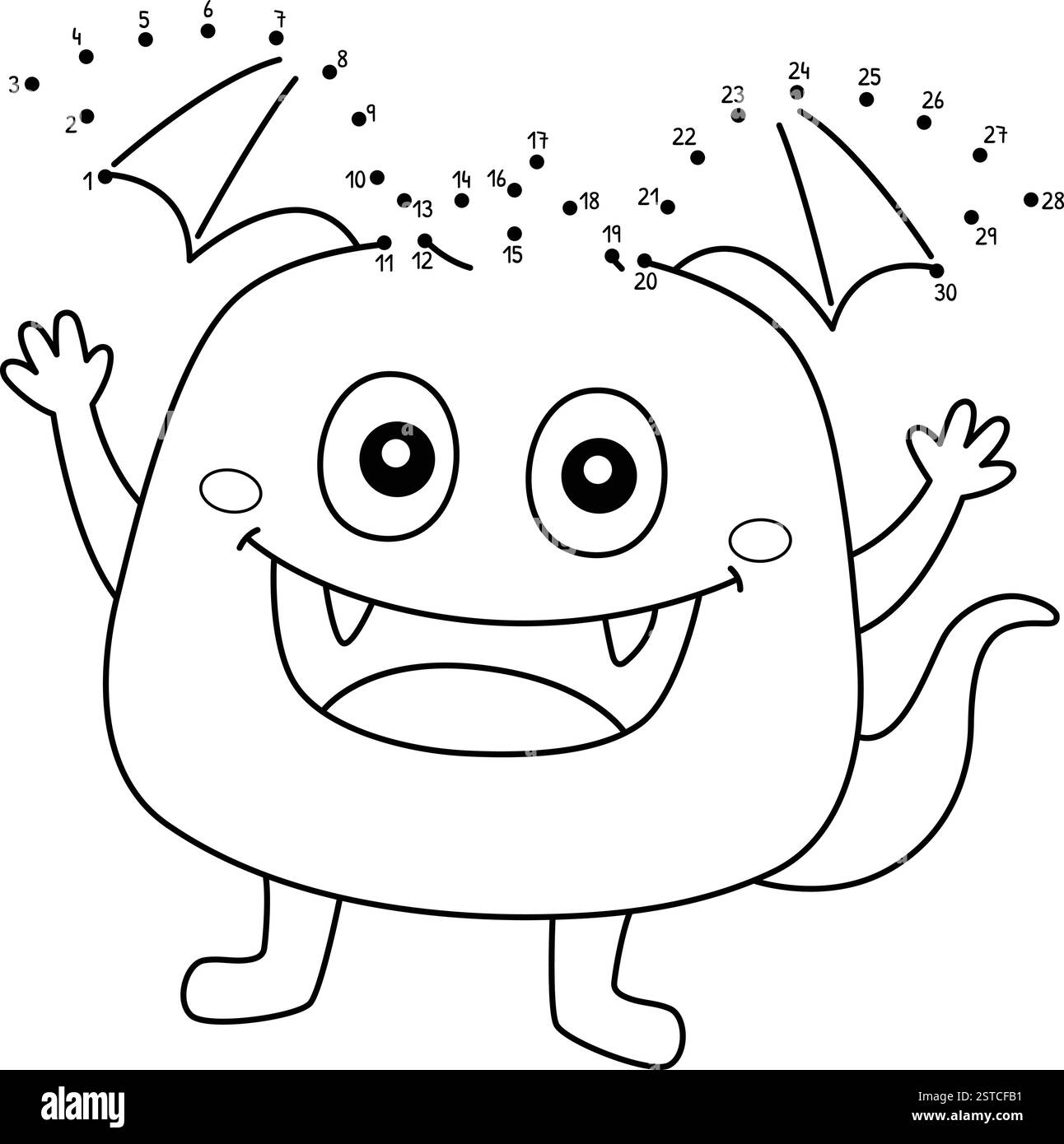 Dot to Dot Monster Bat Isolated Coloring Page Stock Vector Image & Art - Alamy