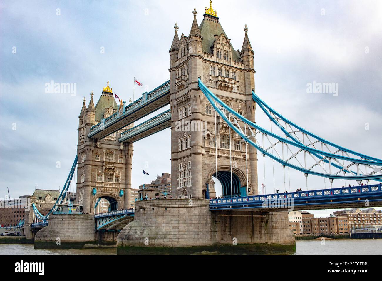 Elaborate architecture of the iconic London Tower Bridge along the ...