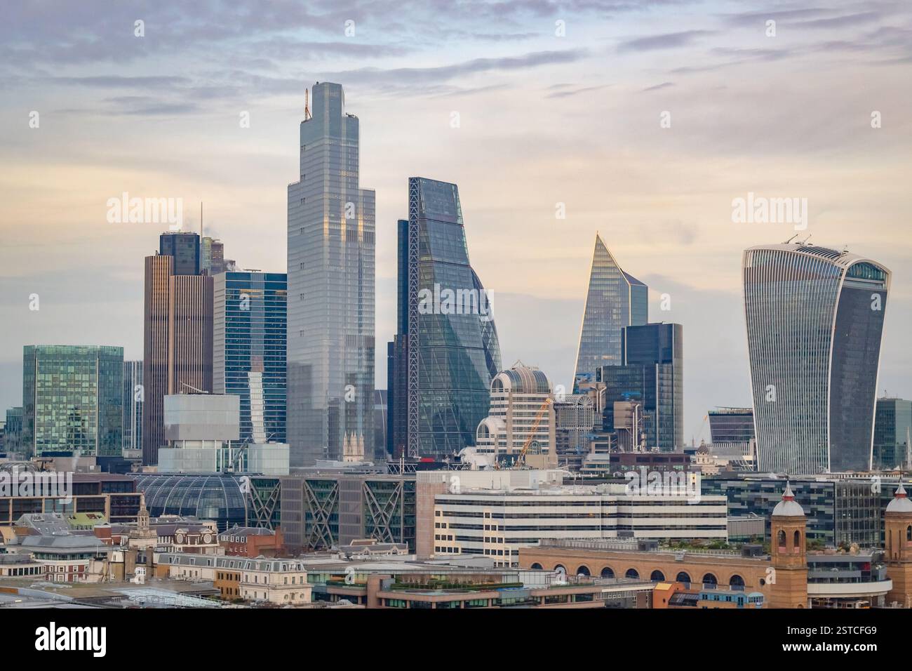 London City Skyline view with St Pauls Cathedral & The Shard Building ...