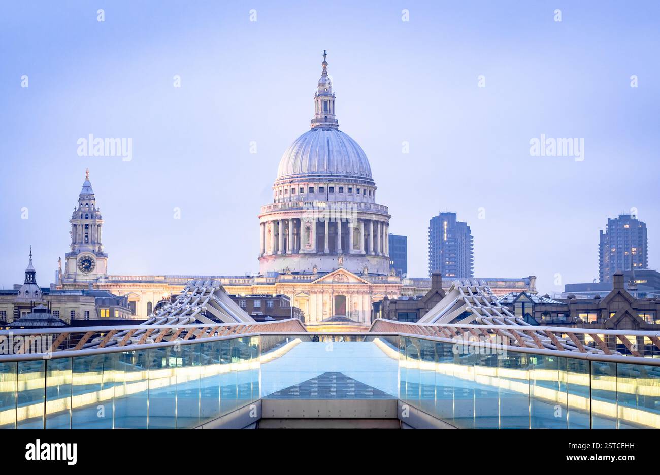 Famous Millennium Bridge foot path leading to the St Pauls Cathedral ...
