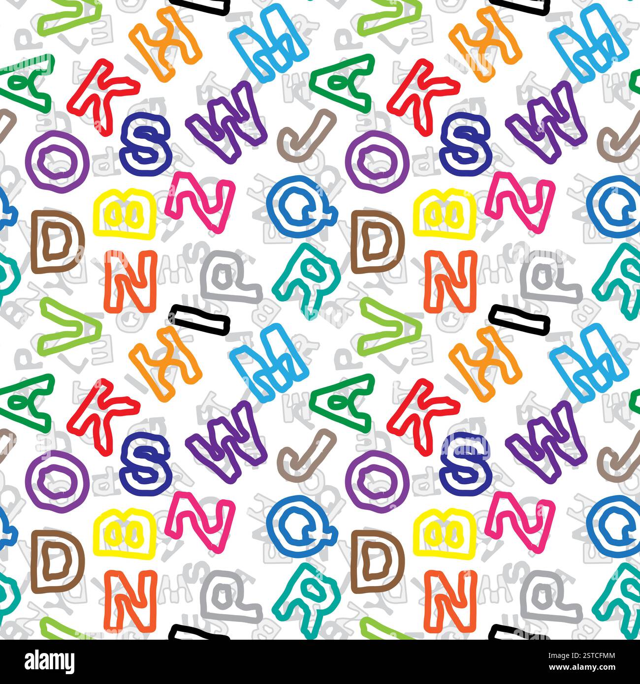 Color letters on white background seamless pattern Stock Photo - Alamy