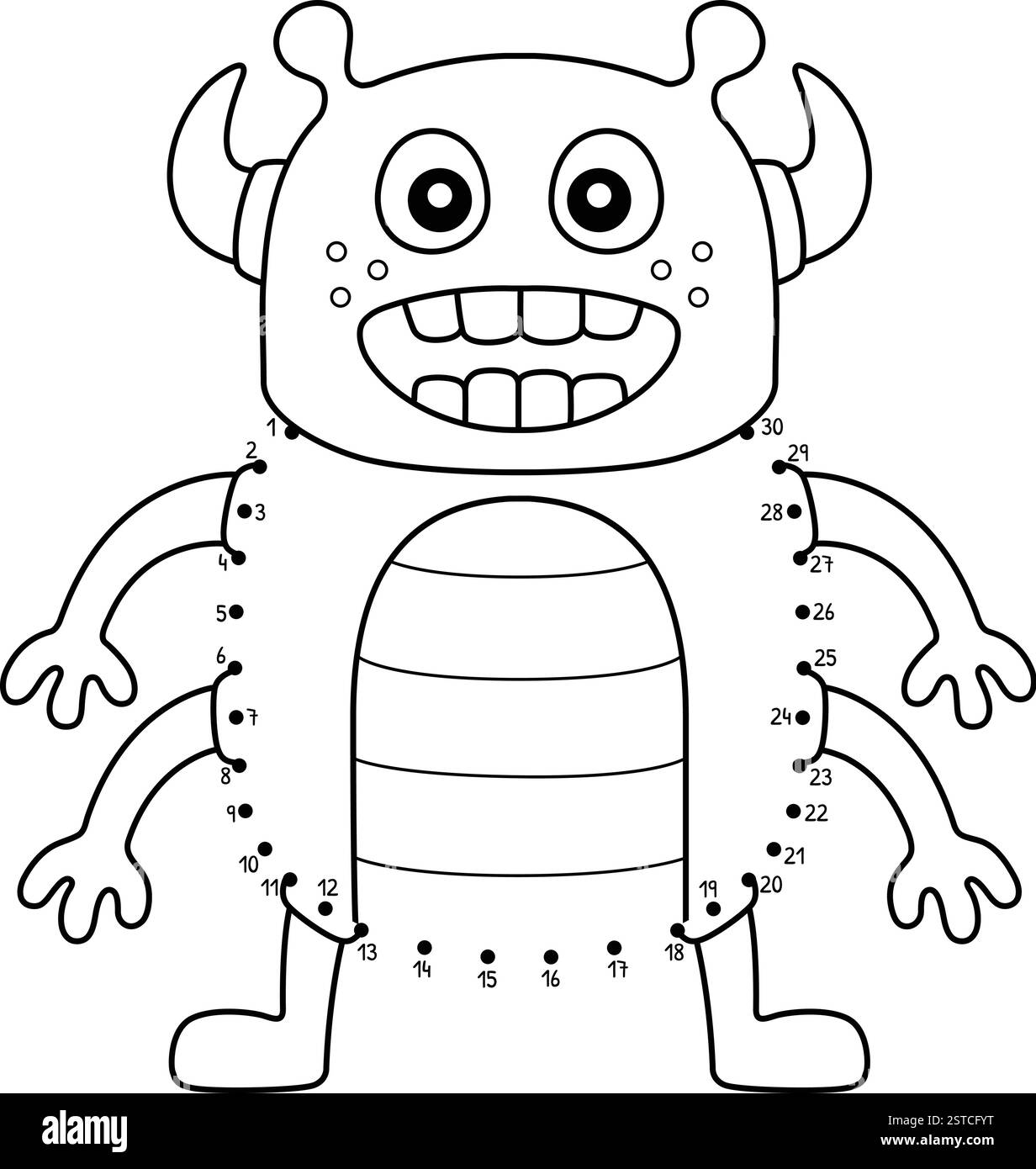 Dot to Dot Four Arm Monster Isolated Coloring Page Stock Vector Image & Art - Alamy