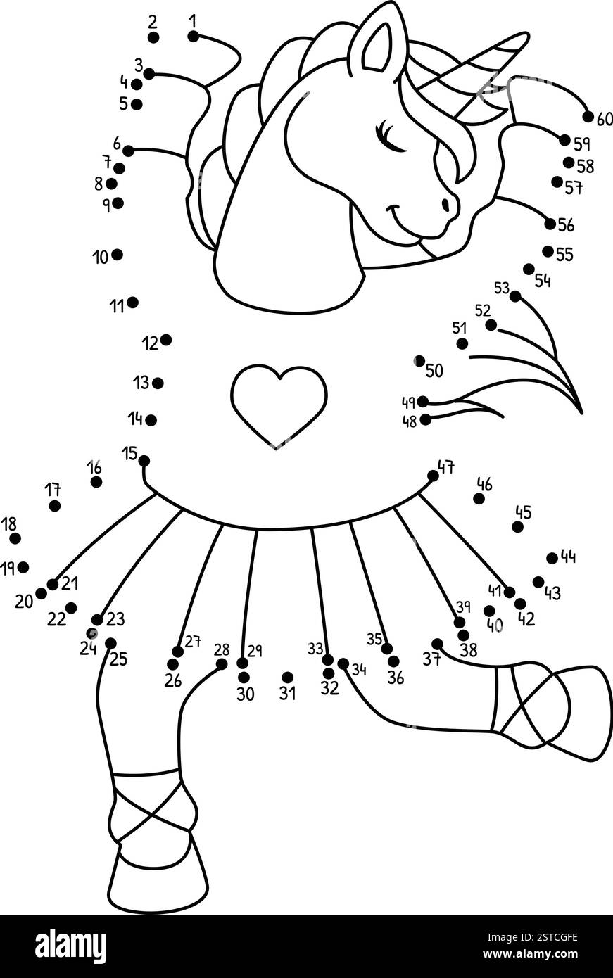 Dot to Dot Unicorn Ballerina Isolated Coloring Stock Vector Image & Art ...